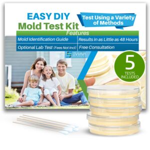 evviva sciences mold test kit for home - 5 simple detection tests w/optional lab analysis (extra fee), test hvac system, home surfaces, & indoor air quality - downloadable mold information guide