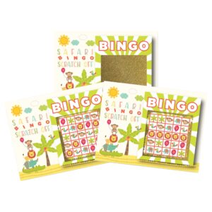 my scratch offs - 26 pack safari baby shower bingo scratch off game & lottery ticket cards fun and easy perfect for games, birthday party for family and friends