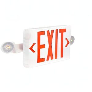 OSTEK Red LED Exit Sign with Emergency Light, Two LED Adjustable Head Emergency Exit Lights with Battery Backup, Dual LED Lamp ABS Fire Resistance UL-Listed (Red) (Red)