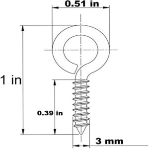 1 Inch Metal Screw Eyes Hook Self Tapping Screw in Eye Hooks Ring 100 Pcs for Indoor & Outdoor Hanging, Lifting and Securing Cables, Wires Etc Small Items, Silver