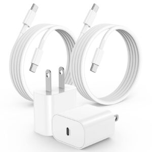 iphone 15 16 charger, 20w usb c fast charging block and 6ft type c to c cable cord long for apple iphone 16 pro max/15 plus/15 pro max/15/ ipad 12.9/11 inch/4/3 gen/wall plug power adapter cube brick