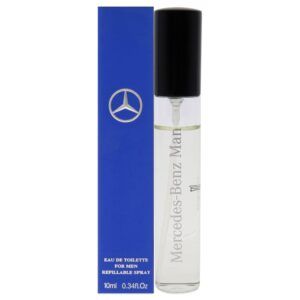 mercedes-benz man - fragrance for men - notes of pear, geranium and rosewood - thrills and captivates the senses - suitable for any occasion - intense and long lasting wear - 0.35 oz edt mini spray