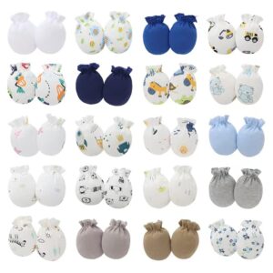 adeimoo baby cotton gloves infant toddler no scratch mittens for little boys girls (20 pairs mixed color)