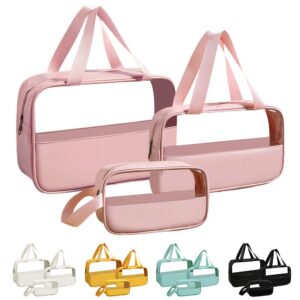 toiletry bag for women clear travel toiletry bag travel makeup bag hanging toiletry bag for men toiletry bags for traveling women travel bag for toiletries transparent set(pink)