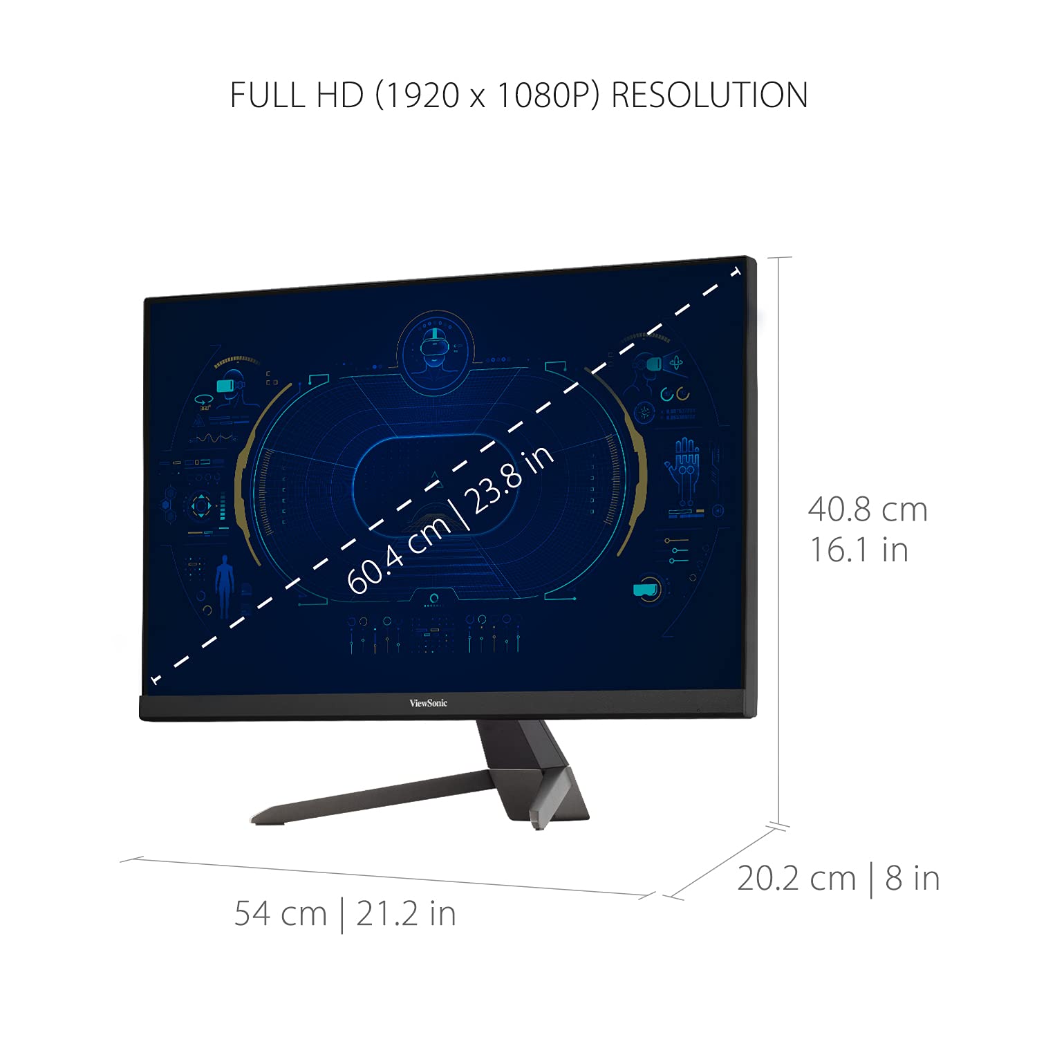 ViewSonic VX2467-MHD 24" 1080p Gaming Monitor w/ 100Hz, 1ms, Ultra-Thin Bezels, FreeSync, HDMI, VGA, and DP (Renewed)