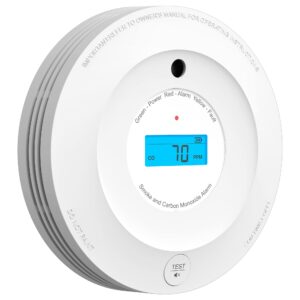 aegislink smoke and carbon monoxide detector 10-year lifespan, photoelectric fire alarm and electrochemical co alarm with test/silence button, with replaceable battery, sc240