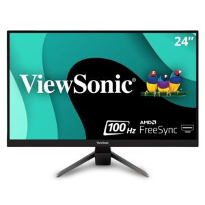 viewsonic vx2467-mhd 24" 1080p gaming monitor w/ 100hz, 1ms, ultra-thin bezels, freesync, hdmi, vga, and dp (renewed)