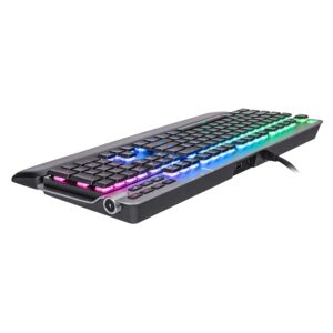 Thermaltake Argent K6 RGB Low Profile Mechanical Gaming Keyboard, Cherry MX Speed Silver, Alumiunm Top Plate, Multi-fucntion Knob, Wrist Rest, GKB-KB6-LSSRUS-01