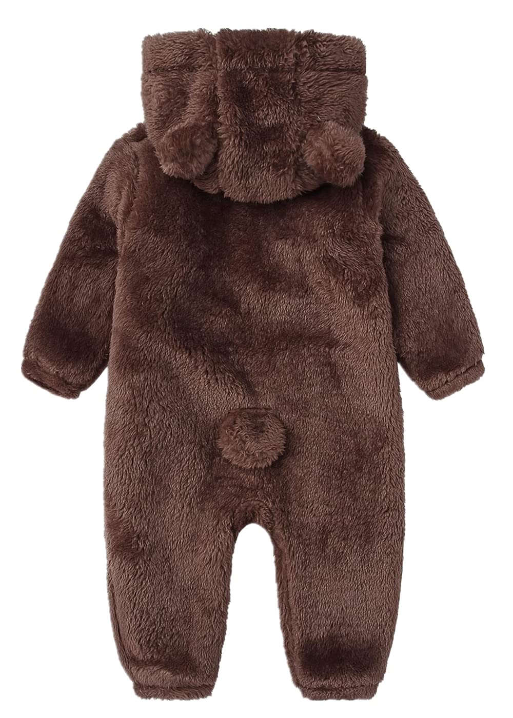 CAHL&FAUO Unisex Baby Boy Girl Solid Romper Infants Outfit Clothes 3D Print Bear Color with Zipper Jumpsuits for 0-3 Months Brown