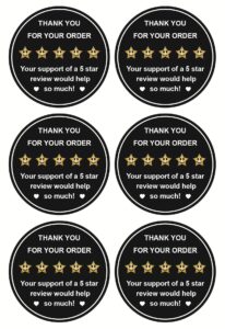 5 star review delivery labels,2 inch 300pcs thank you for your order stickers