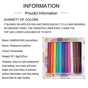 12 Colors Eyeliner Pen Set, Matte Liquid Eyeliner Kit Metallic Eyeliner Pencil Smudgeproof Eyeliner for Women Eye&Lip Neon Liner Professional Waterproof Eye Makeup Colorful Gel Eyeliner (12PCS)