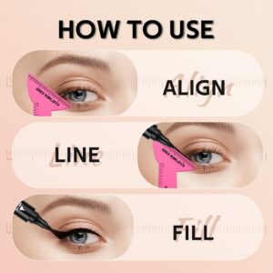 Cilrofelr 2 Pcs 4 in1 Eyeliner Stencils for Hooded Eyes, Reusable Eyeliner Stencils Tool for Beginners, Multi-Purpose Makeup Tool for Winged Eyeliner, Defined Eyebrow, Face Contour and Lip Line - Pink