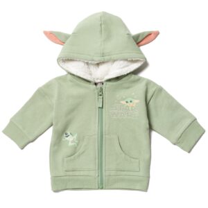 star wars the mandalorian the child infant baby boys fleece zip up hoodie green 24 months