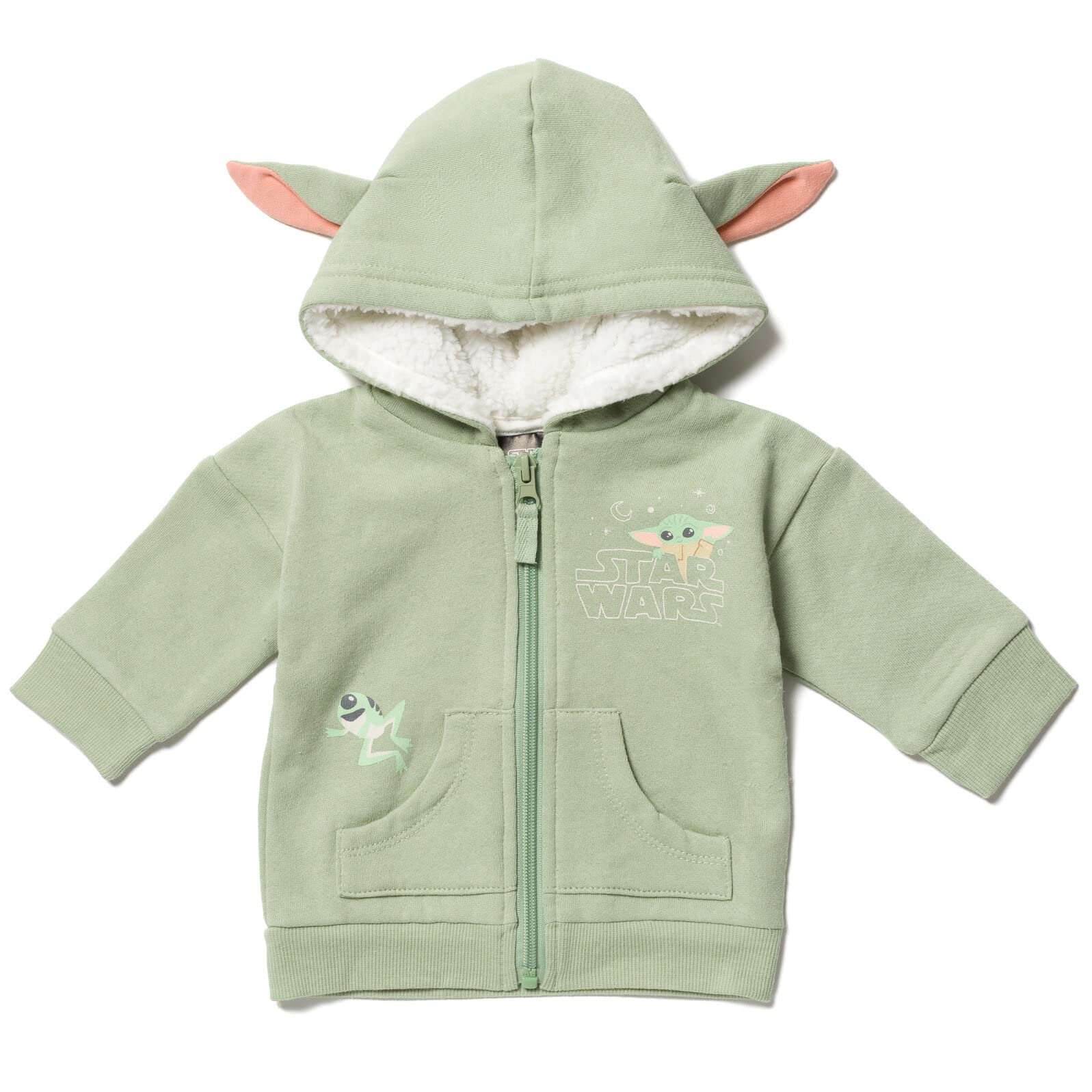 STAR WARS The Mandalorian The Child Infant Baby Boys Fleece Zip Up Hoodie Green 24 Months