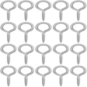 1 inch metal screw eyes hook self tapping screw in eye hooks ring 100 pcs for indoor & outdoor hanging, lifting and securing cables, wires etc small items, silver