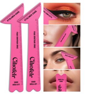 cilrofelr 2 pcs 4 in1 eyeliner stencils for hooded eyes, reusable eyeliner stencils tool for beginners, multi-purpose makeup tool for winged eyeliner, defined eyebrow, face contour and lip line - pink