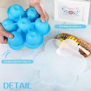 Potchen 4 Pcs Silicone Baby Food Freezer Tray with Lid Stackable Reusable 2.5oz Silicone Baby Food Freezer Molds Storage Tray for Homemade Egg Bite Vegetable Fruit Purees Breastmilk(Colorful)