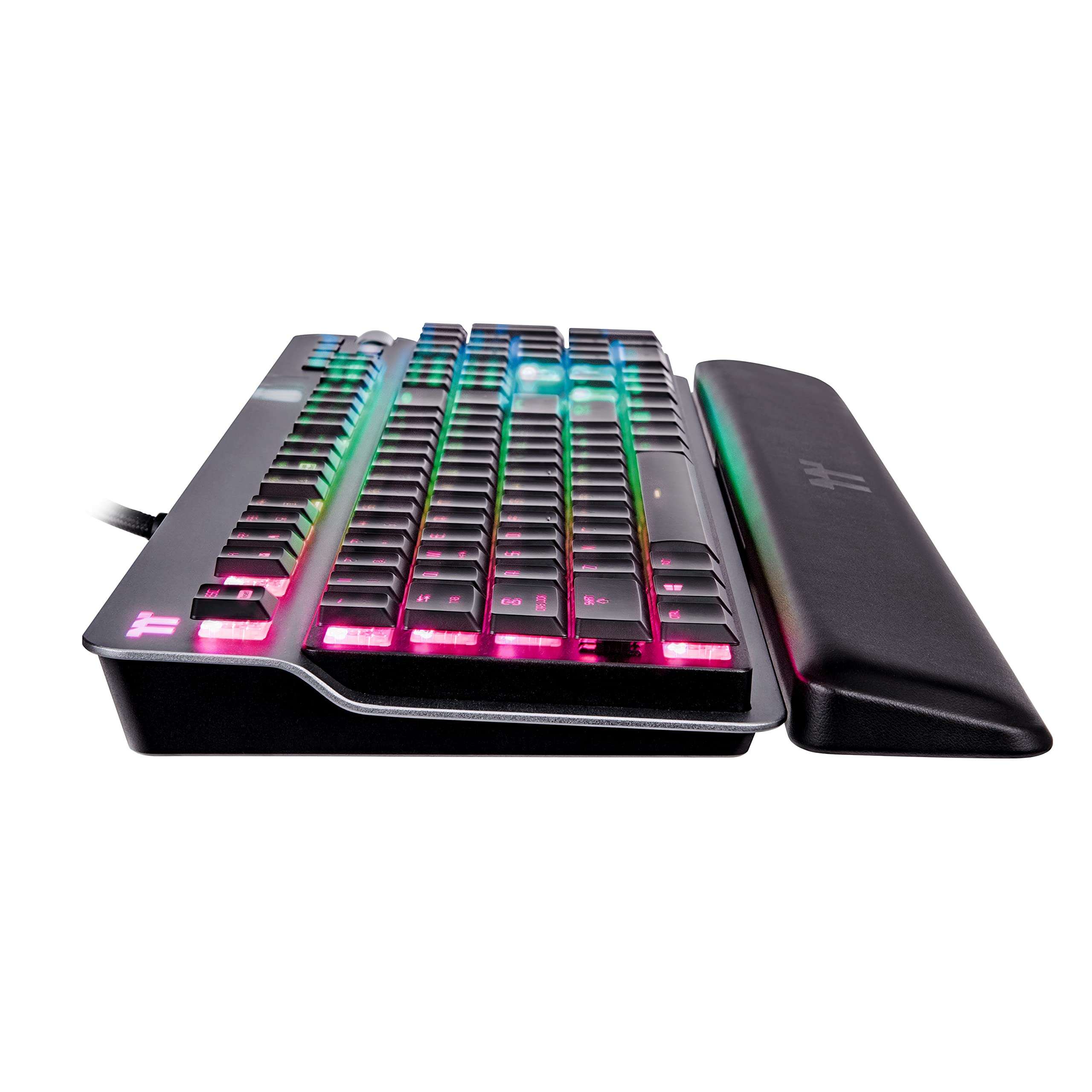 Thermaltake Argent K6 RGB Low Profile Mechanical Gaming Keyboard, Cherry MX Speed Silver, Alumiunm Top Plate, Multi-fucntion Knob, Wrist Rest, GKB-KB6-LSSRUS-01