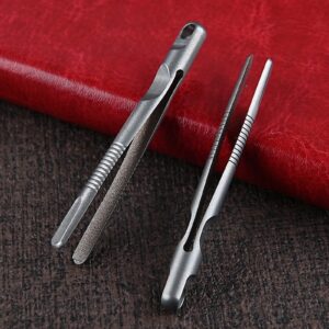 Mini Titanium Tweezers,Small TC4 Titanium Alloy Clip Portable Tweezers Nipper,EDC Outdoor Travel Camping Hiking Tool Keychain Pendant