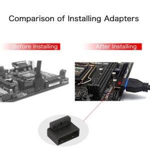 SHANFEILU USB 3.0 90 Degree Motherboard Adapter 19 Pin/20 Pin Male to Female Extension Adapter L Turn Right Angle Socket for Desktop Motherboard (Down Angle PH19B)