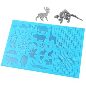 blue 3d printing pen mat - 3d pen mat for kids, adults - 16.3x10.8 inch 3d mat with animal patterns for 3d printing pen - great 3d silicone pen mat - blue