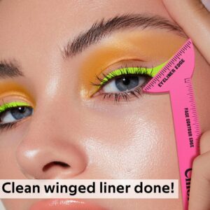 Cilrofelr 2 Pcs 4 in1 Eyeliner Stencils for Hooded Eyes, Reusable Eyeliner Stencils Tool for Beginners, Multi-Purpose Makeup Tool for Winged Eyeliner, Defined Eyebrow, Face Contour and Lip Line - Pink