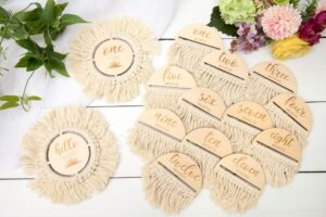 baby monthly milestone growth announcement | hello world | first year | macrame wooden circle marker card pregnancy gift