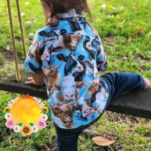 Toddler Kid Baby Boy Button Down Shirt Lapel Neck Short Sleeve Cow Printed T-Shirt Tops Casual Summer Tee 6M-5T (Blue Bull Head, 2-3T)