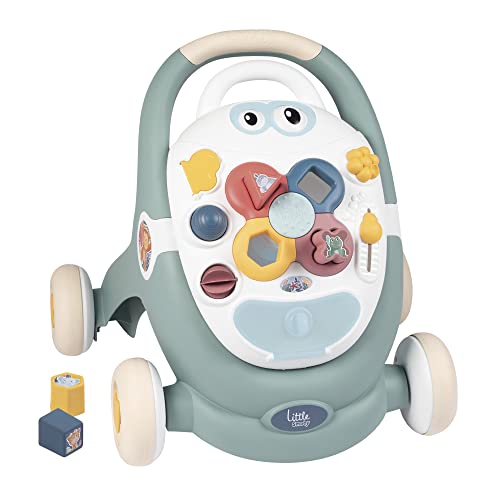 Little Smoby Baby Walker by Smoby Detachable Activity Play Board Baby’s First Doll Pushchair Toy Grows with The Child from Activity Board to Walker with Fun Colours, Actions and Sound, 7600140304