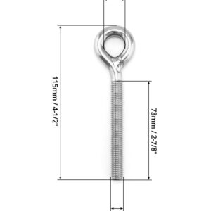 QWORK M10 Eye Bolt Ring Bolts, 10 Pack Heavy Duty Stainless Steel Shoulder Lifting Ring Threaded Eyebolts, Welded Closed Screw Rod Eye Screw Bolts