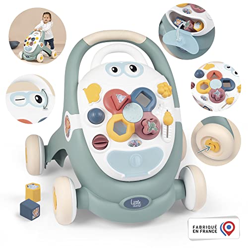 Little Smoby Baby Walker by Smoby Detachable Activity Play Board Baby’s First Doll Pushchair Toy Grows with The Child from Activity Board to Walker with Fun Colours, Actions and Sound, 7600140304