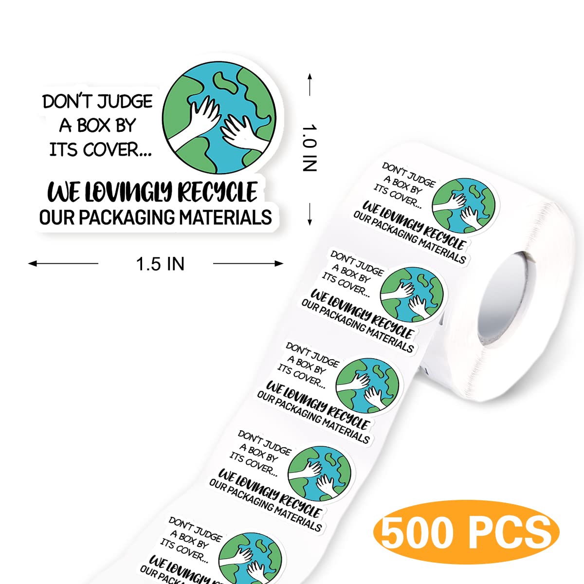 muminglong Cute Don't Judge A Box by Its Cover Small Business Stickers,Recycle Reused Box Stickers, Recycling Labels,Packaging Sticker, Package Stickers for Small Business, 500 PCS