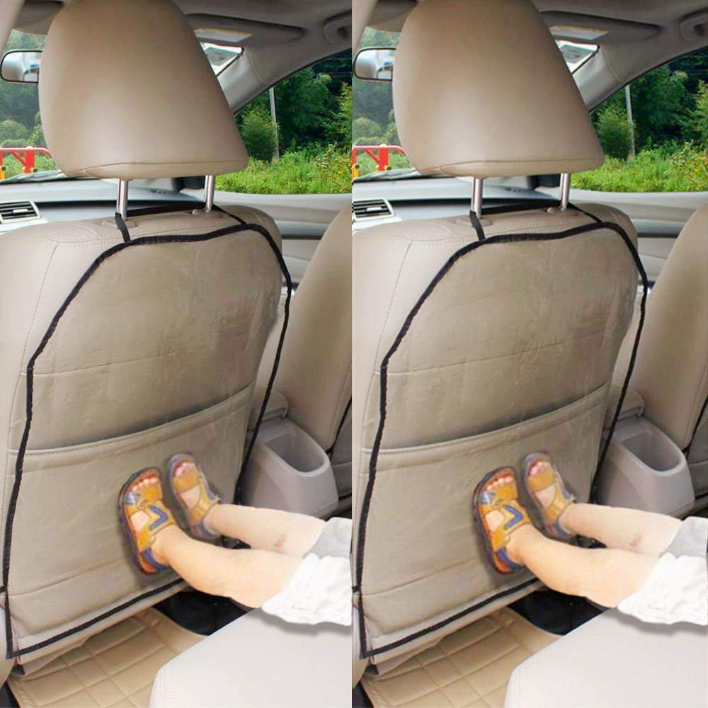 Anjien Kick Mats Back Seat Protector, 2 Pack Car Seat Protector Transparent Back Seat Protector for Kids, Made with Waterproof Material, Large Size Back Seat Cover Fits Most Cars