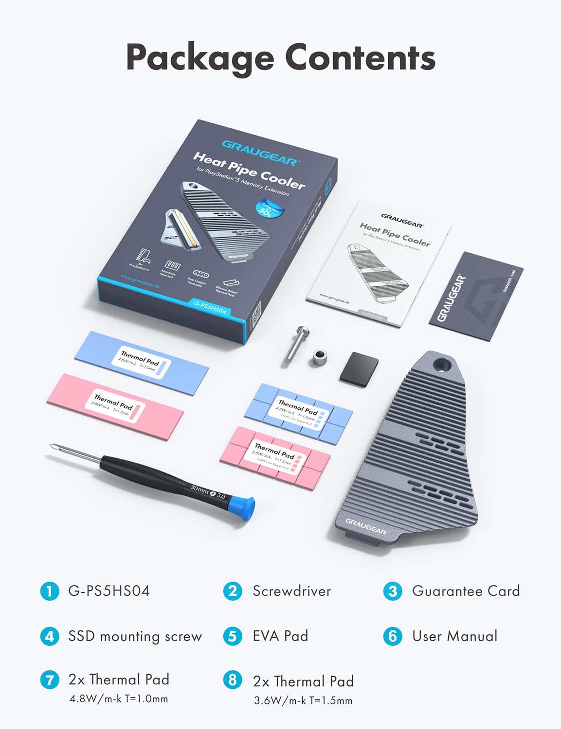 GRAUGEAR PS5 SSD Heatsink Cover, M.2 NVMe PS5 Heatsink, Shuttle Shaped Design, Heat Dissipation with Heat Pipe Cooler and Aluminum Fin for NVMe M2 PCIe 4.0 [G-PS5HS04]