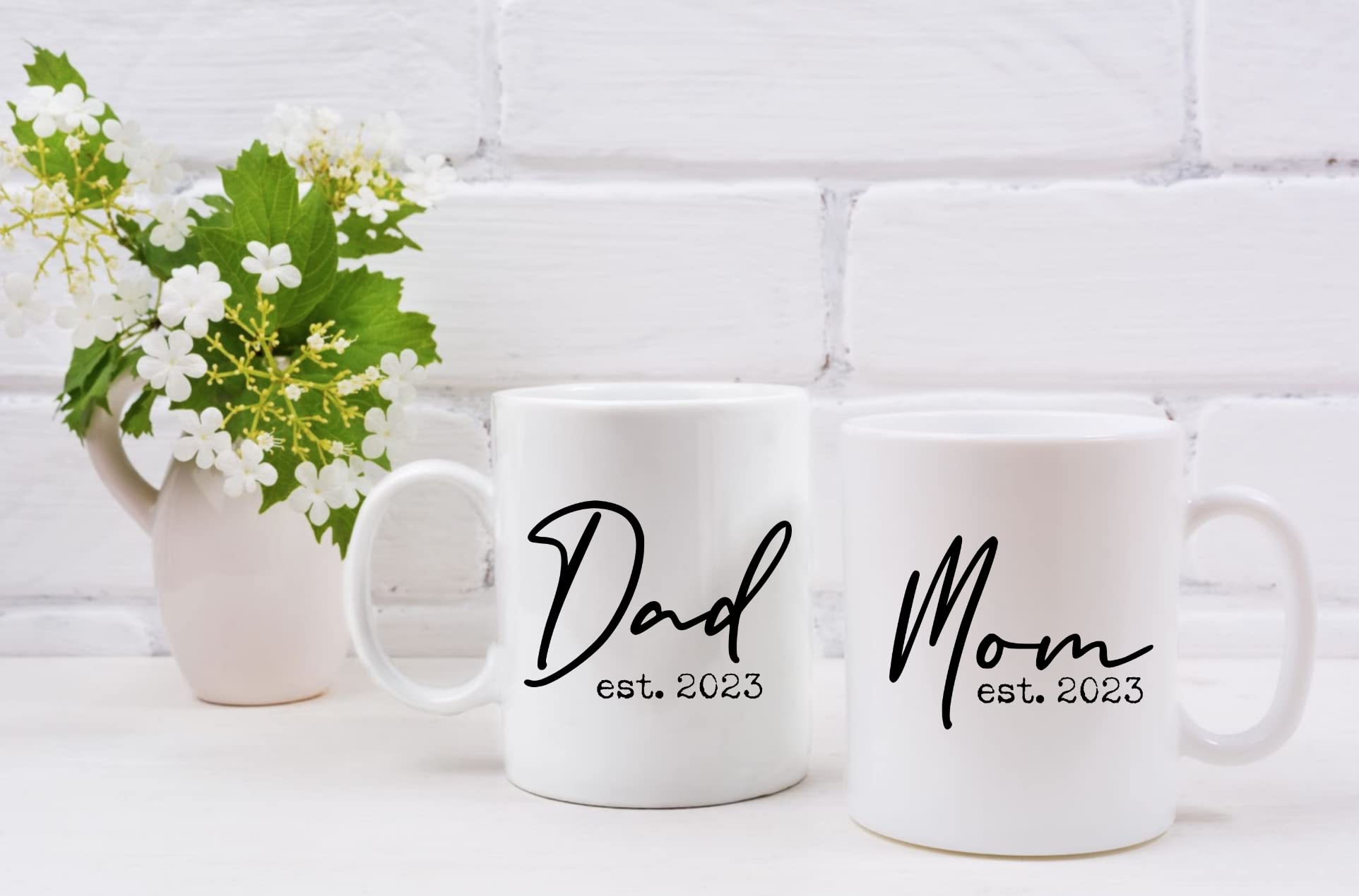 Pregnancy Gift Est 2023-New Parents Gifts-Mommy and Daddy Est 2023 11 oz Mug Set -"And So The Adventure Begins" Romper (0-3M)-Top Mom and Dad Gift Set for New Parents to Be-Gender Reveal