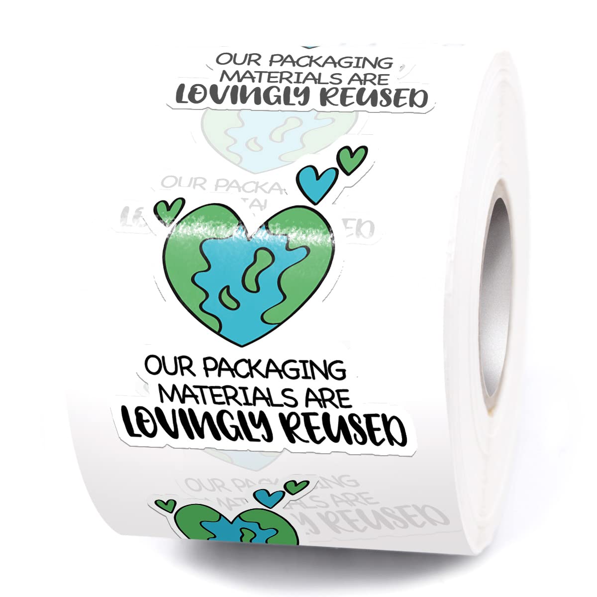 Cute Our Packaging Materials are Lovingly Reused Small Business Stickers,Recycle Reused Box Stickers, Recycling Labels,Packaging Sticker, Package Stickers for Small Business, 500 PCS