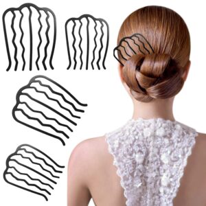 4 pieces hair side combs vintage hair fork clip u shape french twist hair pin messy bun maker hair styling tool accessories for women and girls black