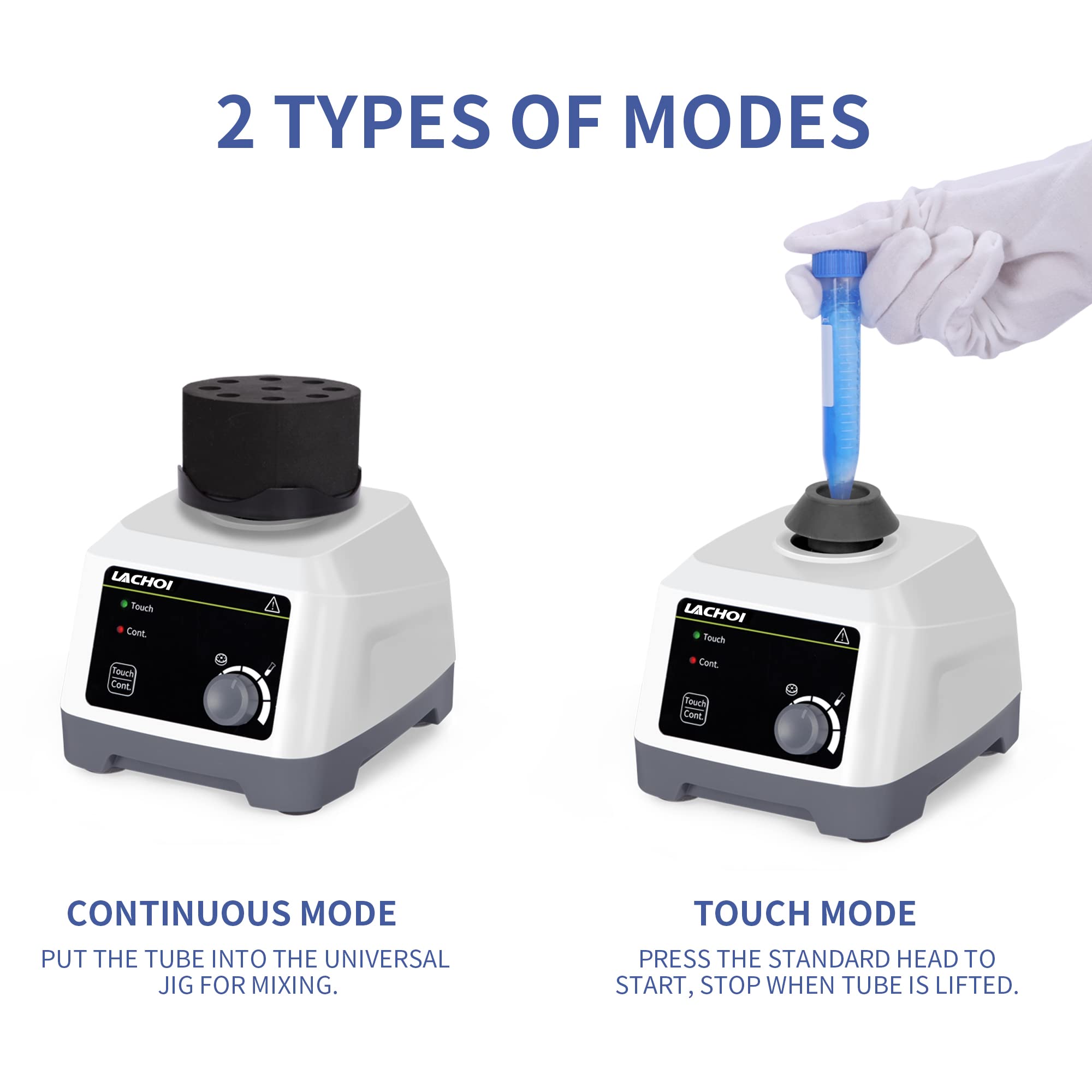 LACHOI Lab Vortex Mixer with Touch & Continuous Function Vortex Mixer Speed 200-3000rpm 4.5mm Orbital Diameter Lab Vortex Shaker