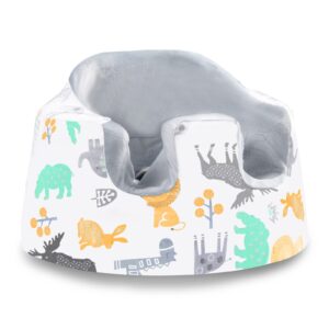 smttw seat cover compatible with bumbo seat, summer cooling breathable seat cover for baby boy girl(grey animals)