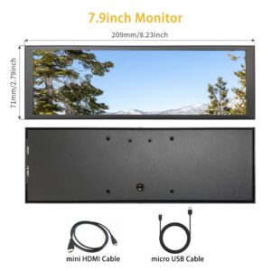 LESOWN Portable Bar Sub Monitor 7.9 inch Touchscreen LCD IPS 400x1280 Mini HDMI USB Long Strip Screen CPU GPU Case Aida64 External Display