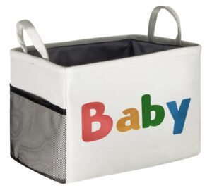 hiyagon baby storage basket bin canvas rectangular toys storage box organizer for books,boys and girls,gift basket(baby)