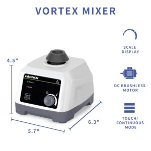 LACHOI Lab Vortex Mixer with Touch & Continuous Function Vortex Mixer Speed 200-3000rpm 4.5mm Orbital Diameter Lab Vortex Shaker