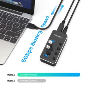 Rosonway 10 Port USB 3.1 Hub 10Gbps + RSHTECH 4 Port Powered USB 3.0 Hub