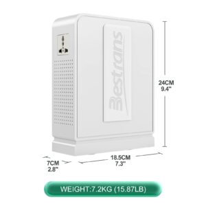 BESTRANS 1300W Step Up Voltage Converter 110V to 220V, Slim Power Voltage Transformer for 50/60 Hz Europe Asia Appliance Use in US Canada Mexico (Pearl White)