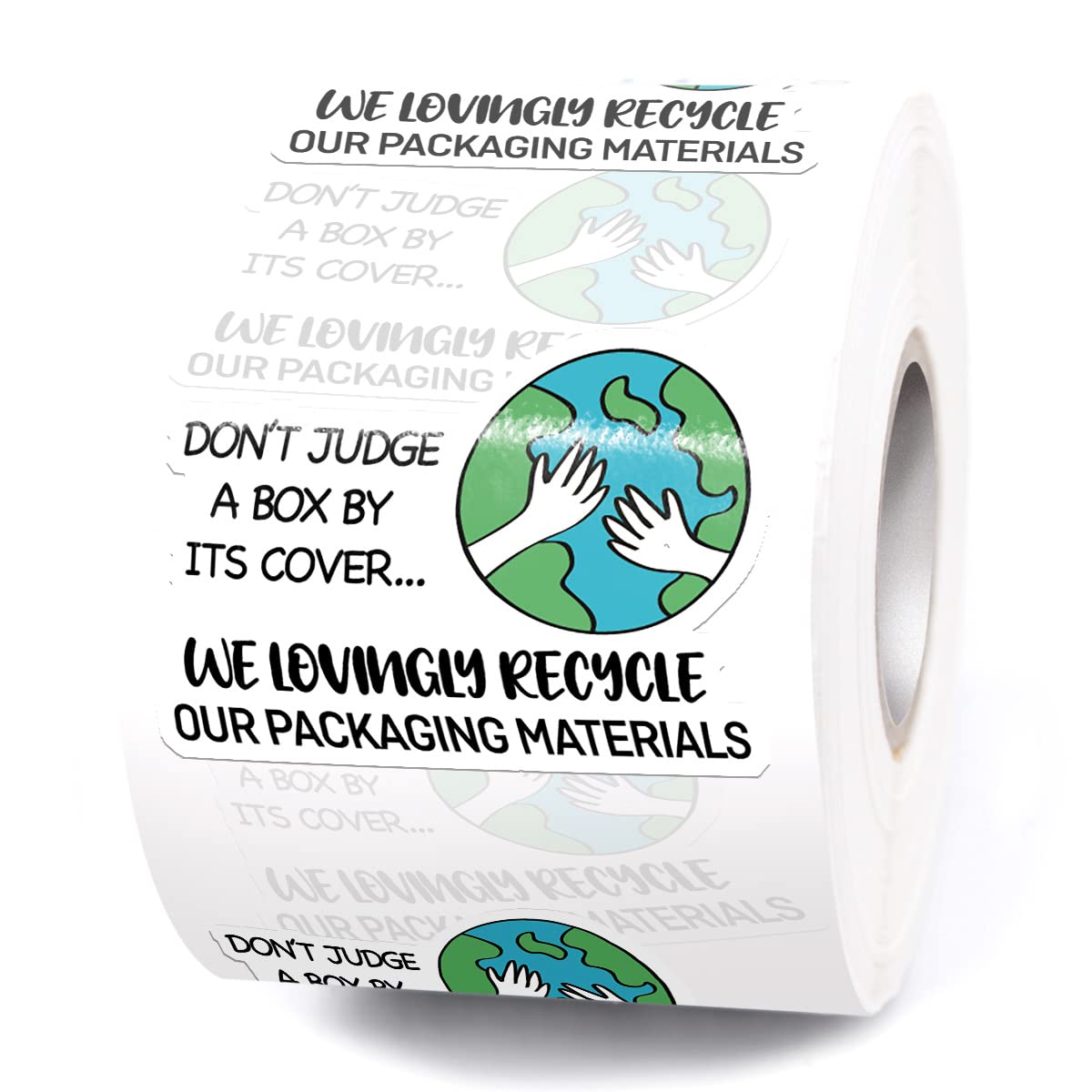 muminglong Cute Don't Judge A Box by Its Cover Small Business Stickers,Recycle Reused Box Stickers, Recycling Labels,Packaging Sticker, Package Stickers for Small Business, 500 PCS