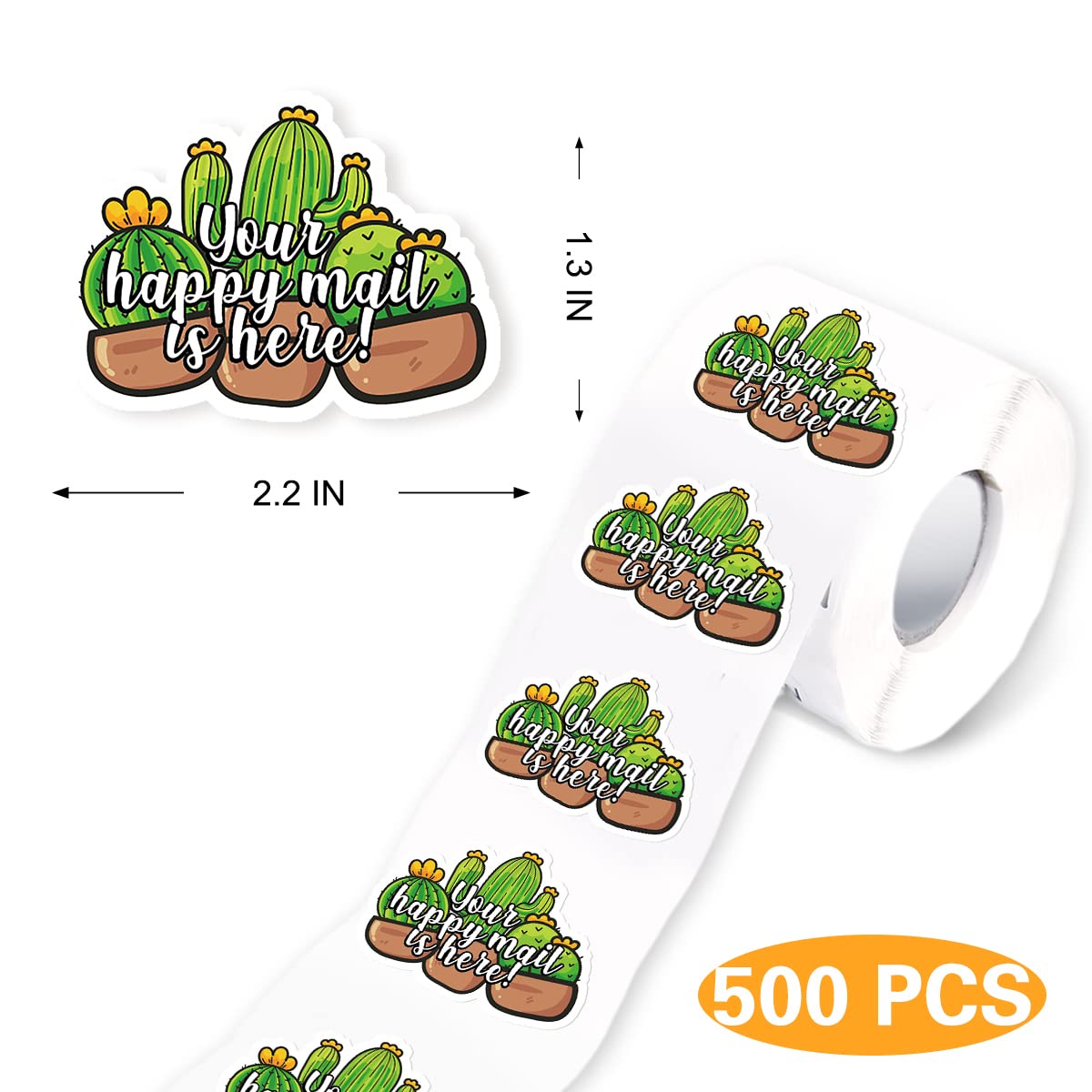 Cute Your Happy Mail is Here Cactus Small Business Stickers,Happy Mail Stickers,Thank You Stickers,Handmade Stickers,Small Shop Sticker,Package Stickers for Small Business, 500 PCS