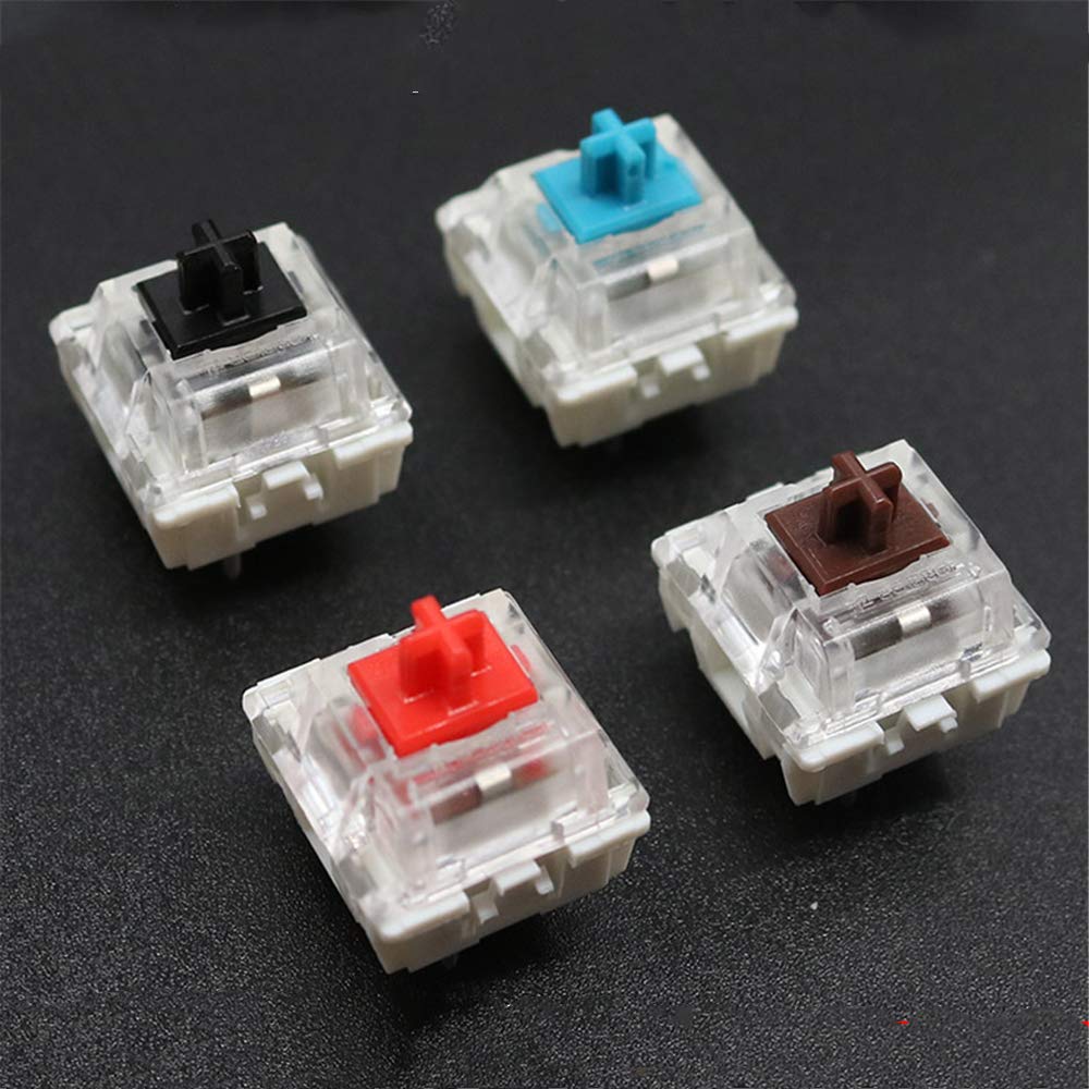 100pcs Mechanical Gaming Keyboard Black Blue Brown Red Key Switch for CIY Sockets SMD 3pin Thin Pins Compatible with MX Switch (Black)