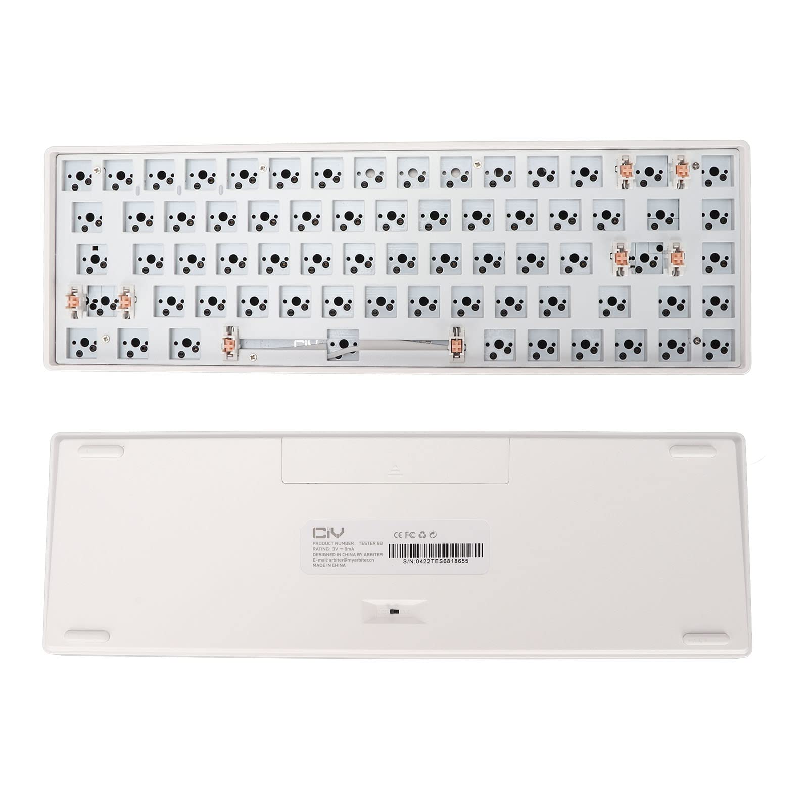 Yoidesu 65% Custom Gaming Keyboard, 64 Keys 2.4G/BT 5.0 Modular DIY Mechanical Keyboard Kit Hot Swappable Switche Keyboard(White)