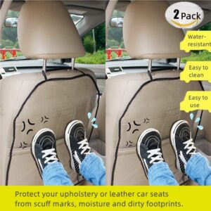 Anjien Kick Mats Back Seat Protector, 2 Pack Car Seat Protector Transparent Back Seat Protector for Kids, Made with Waterproof Material, Large Size Back Seat Cover Fits Most Cars