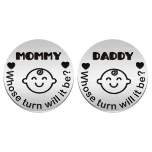 nuree 2 pieces new parent whose turn will it be double-sided decision coin for new mummy daddy, new baby gift for dad pregnancy mom present wife father’s day, birthday, christmas gift